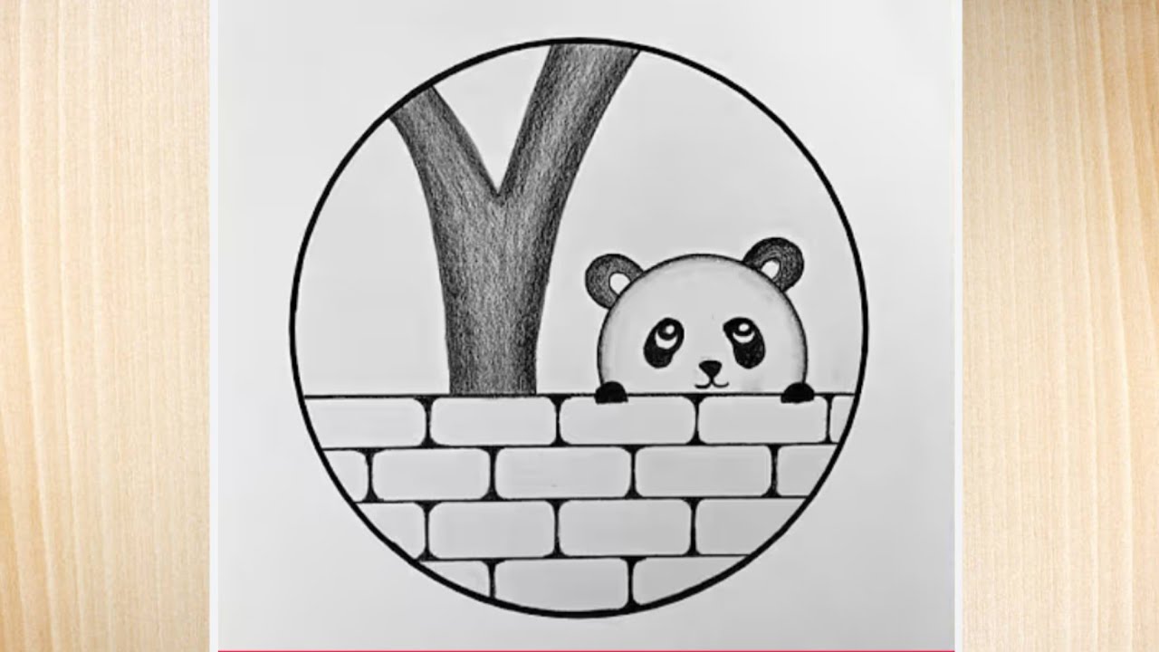 Circle scenery drawing easy।। panda drawing in circle।। pencil scenery ...