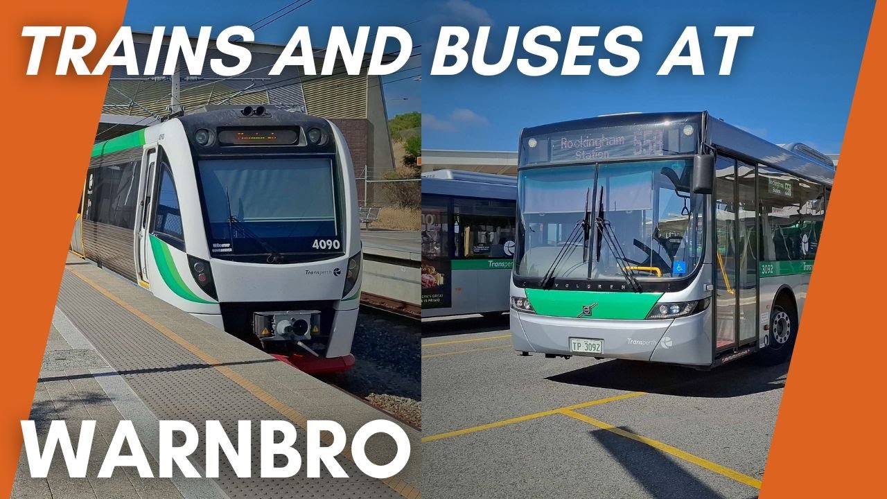 Trains and Buses at Warnbro Station - YouTube