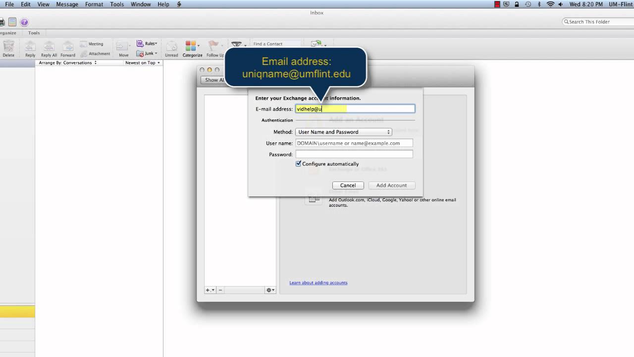Configure Outlook 2011 - YouTube