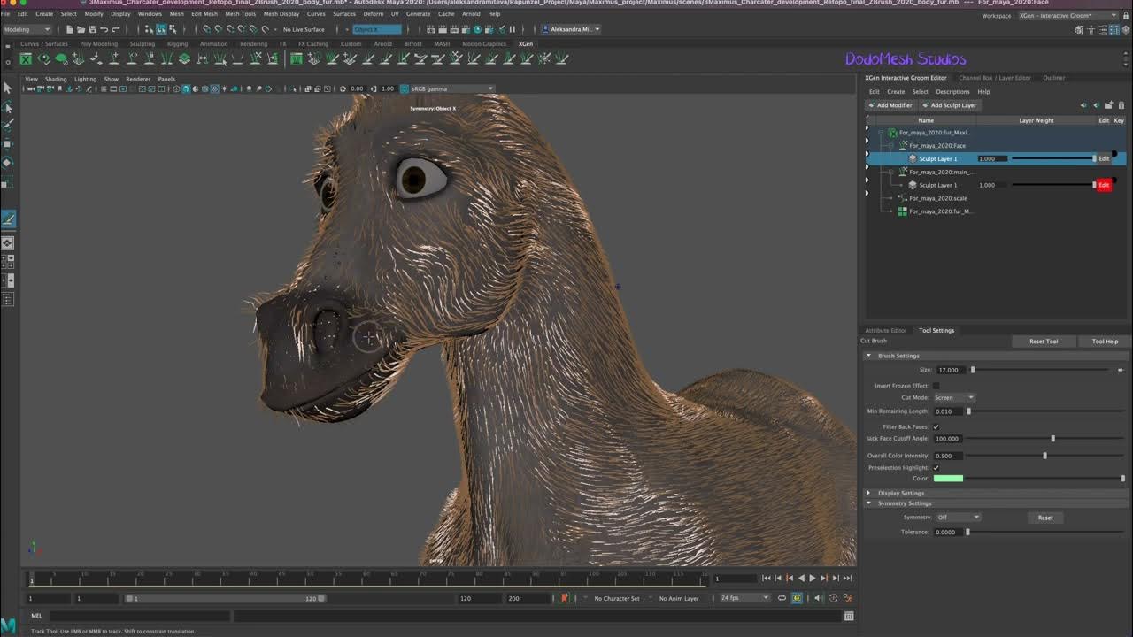 Part 85 cut sculpt layer mouth xgen interactive groom in Maya - YouTube