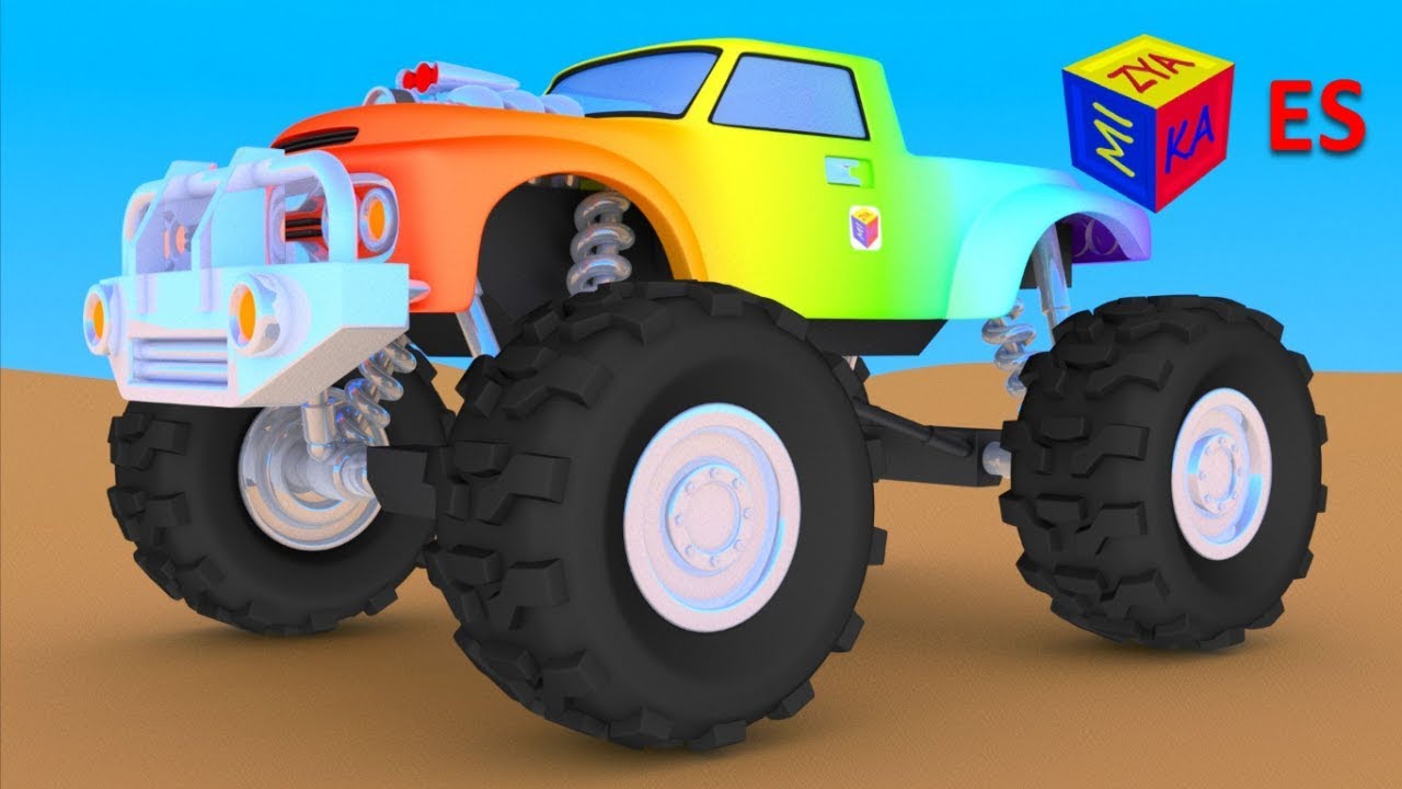 Juego de construcción: un camión monstruo. Dibujos animados para niños ...