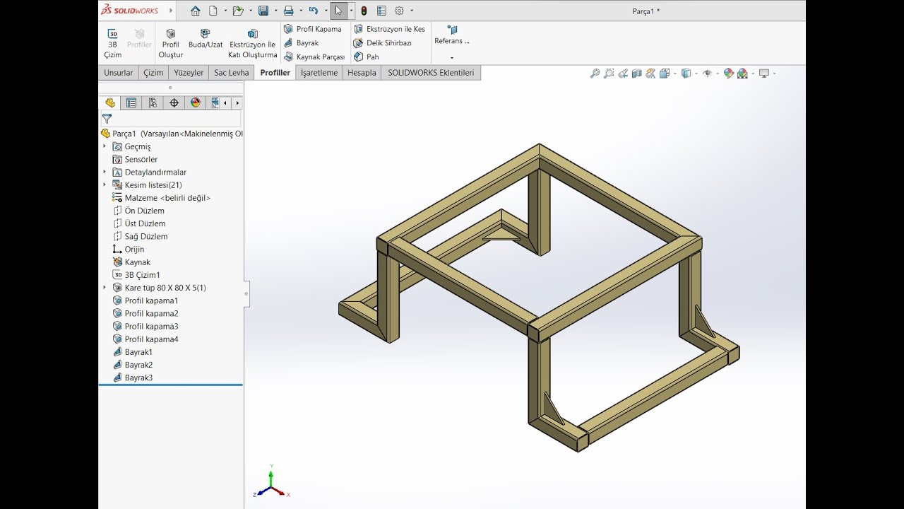 Solidworks Weldments Tutorial - Solidworks Profil Çalışması - YouTube