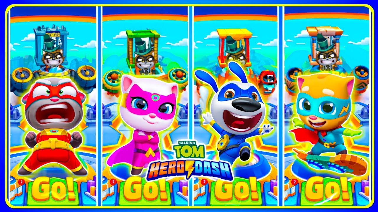 Talking Tom Hero Dash - Rescue All Friends & Defeat All Bosses - 4X ...