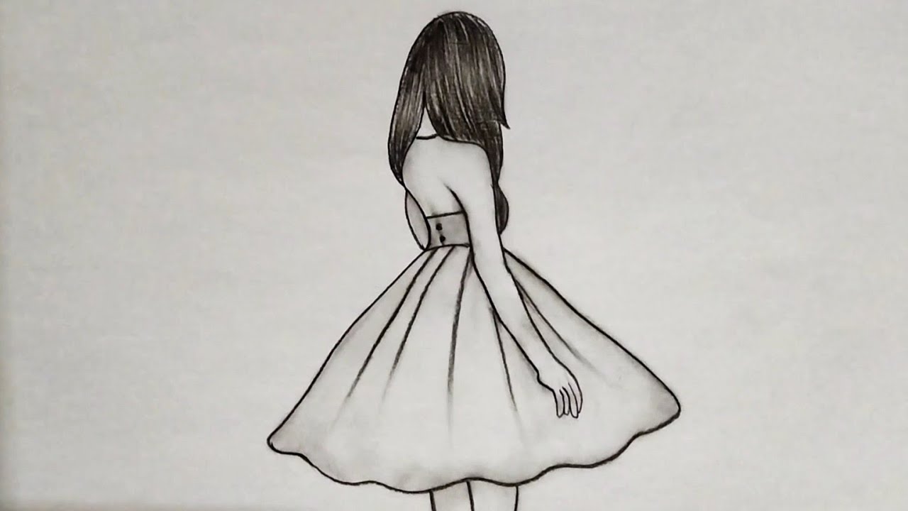 Easy girl backside drawing | Girl drawing step by step | Pencil drawing ...