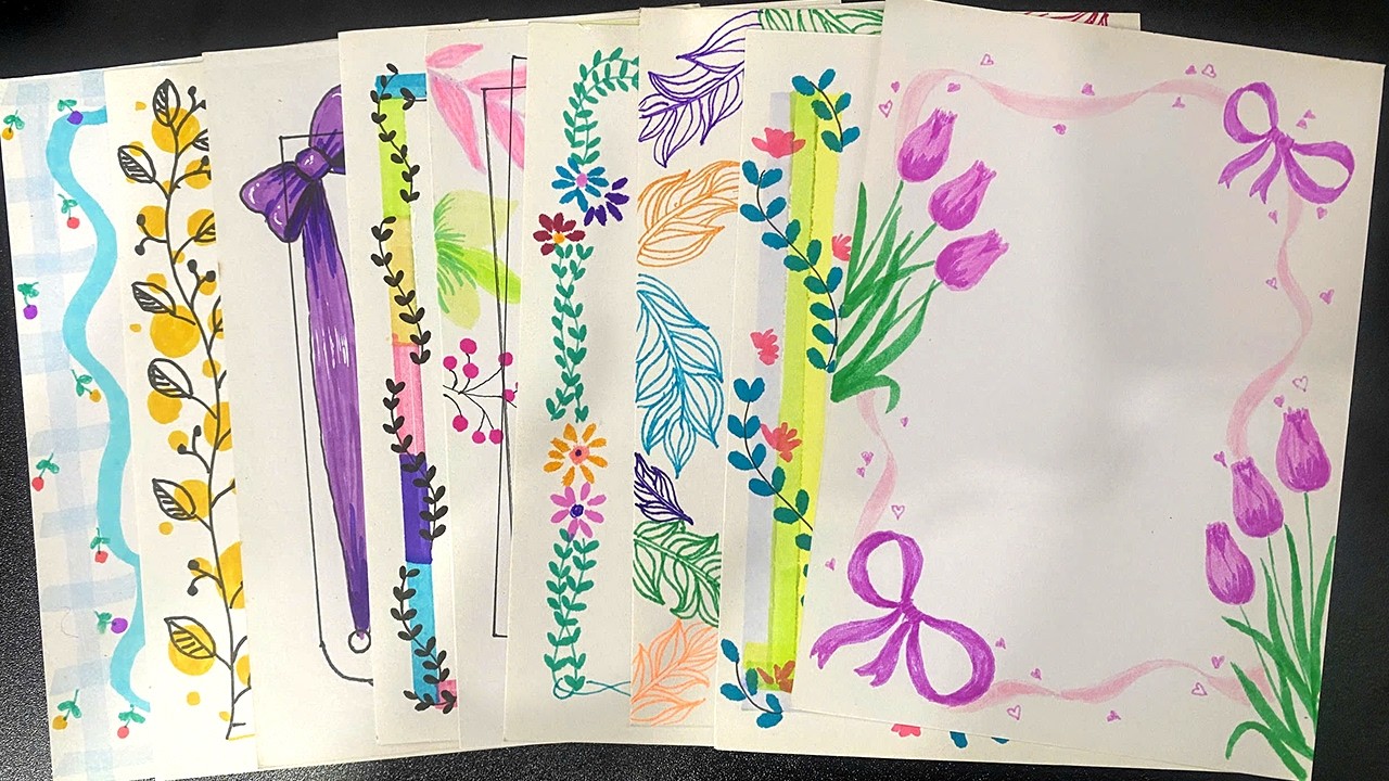 9 easy line border designs PROJECT WORK DESIGNS/CORNER AND SIDE BORDER ...
