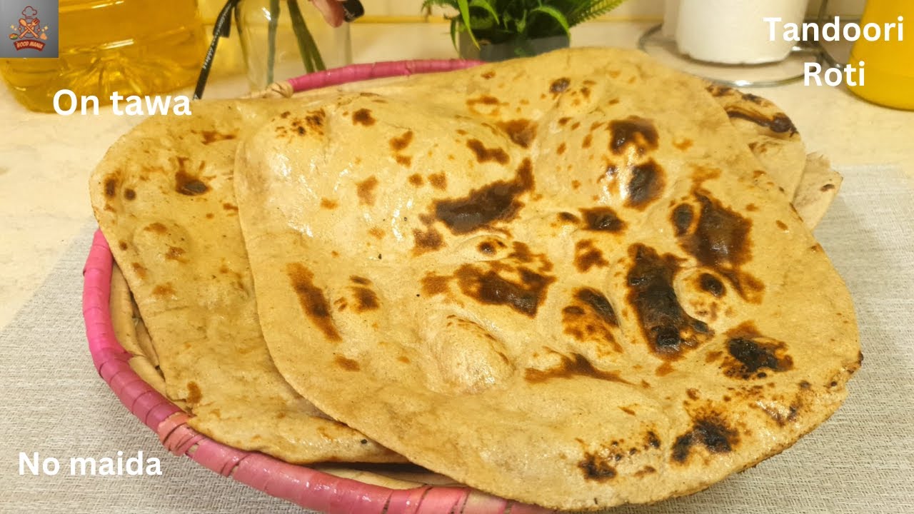 Atta tandoori roti on Tawa | homemade whole wheat tandoori roti without ...