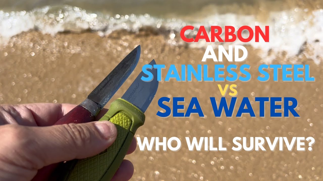 Stainless and Carbon knife steel vs salt water. Who survive? - YouTube