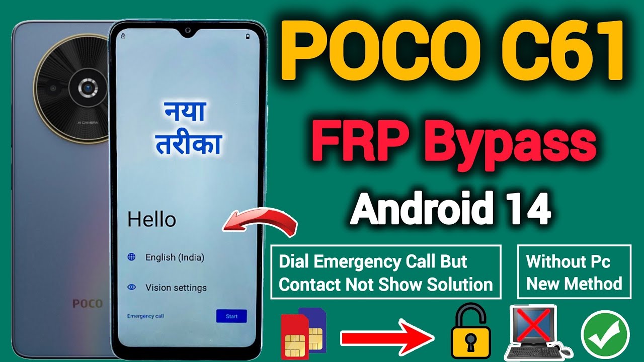 Poco C61 FRP Bypass || Android 14 || Contact Not Showing || Solution ...
