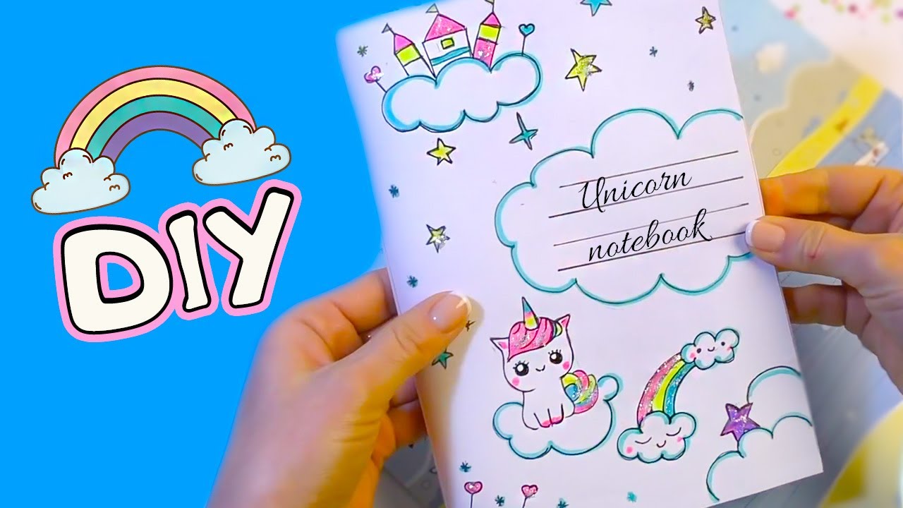 DIY Cute Unicorn Notebook cover idea 🦄 Easy BackToSchool craft - YouTube