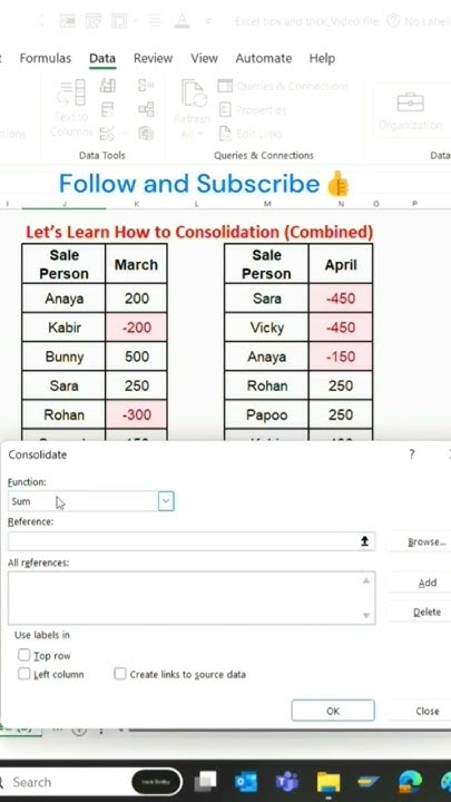 Data Consolidation कैसे करें |combine data | Excel tips and tricks | tutorials #excel #shorts # ...