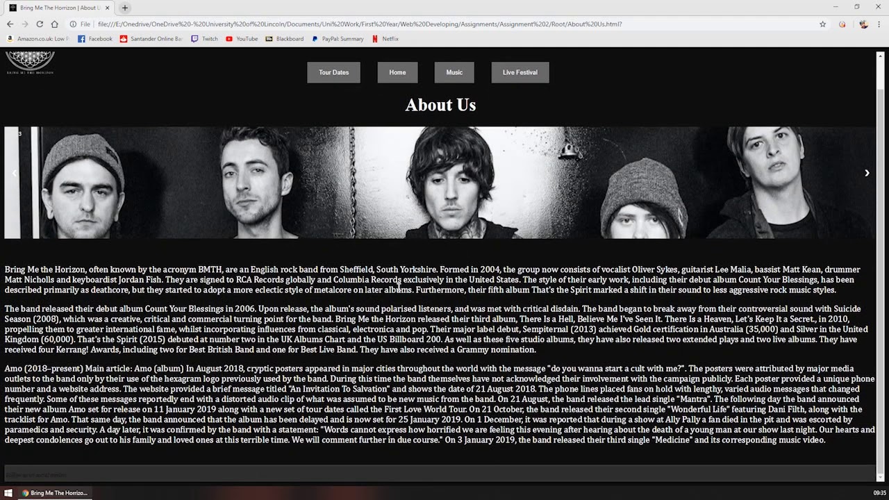 Assignment 2 - CMP1130M - Callum Dooley - 16663826 - YouTube