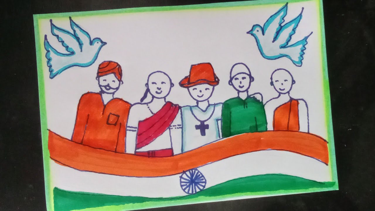 Independence Day Drawingunity In Diversity Drawing Easy Easy And