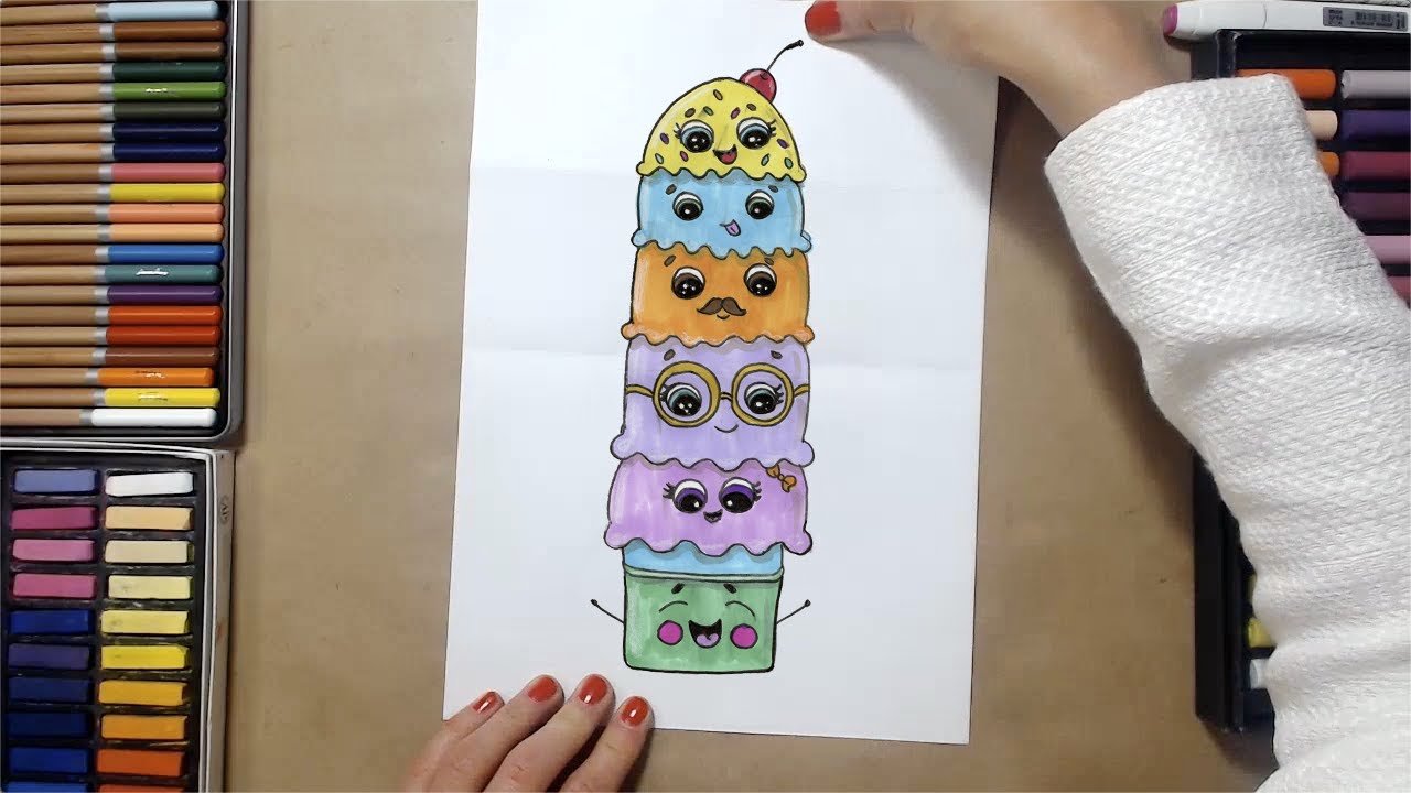 How to Draw Ice Cream Folding Surprise | Summer Fruit Lesson | Primary ...
