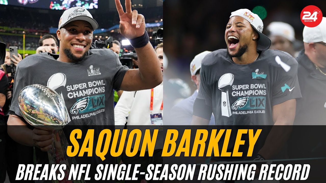 Super Bowl: Saquon Barkley breaks NFL single-season rushing record ...