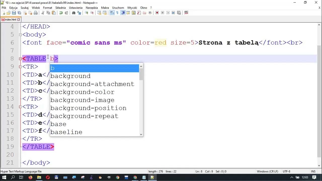 8 html03 1tabela - YouTube