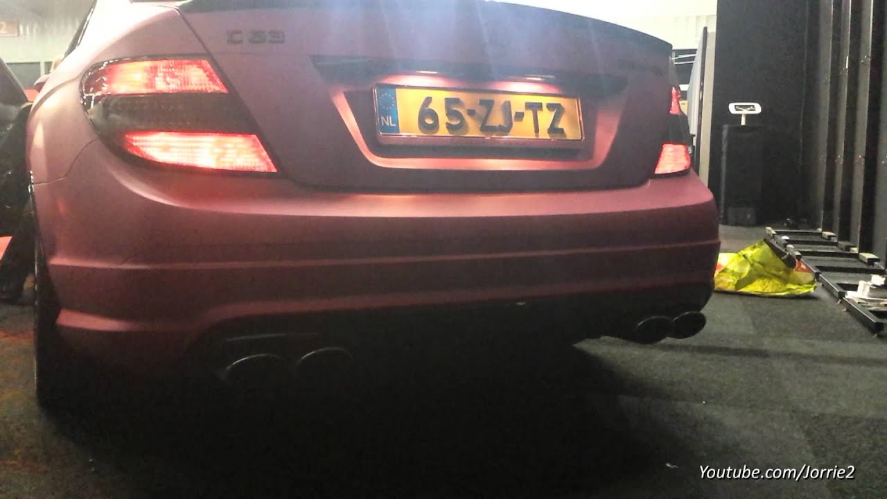 Matte Pink Mercedes Benz C63 AMG Revving!! - 1080p HD - YouTube