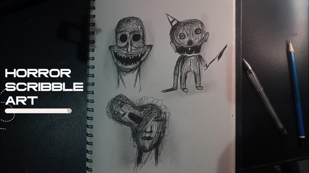 How To Draw Horror Scribble Art || Fun World Of Horror @the-artistic ...