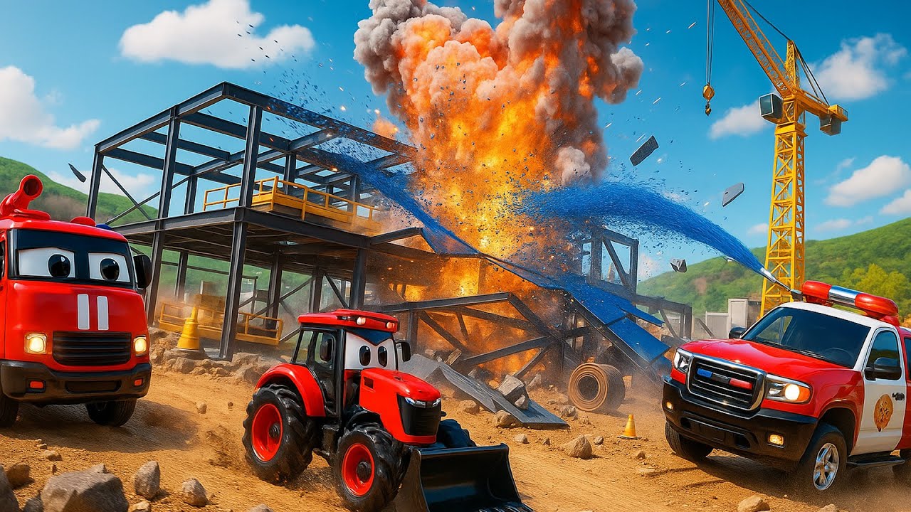 🔥 Construction Site Explosion! Brave Vehicles Rush to Save the Day 🚒🚜 ...