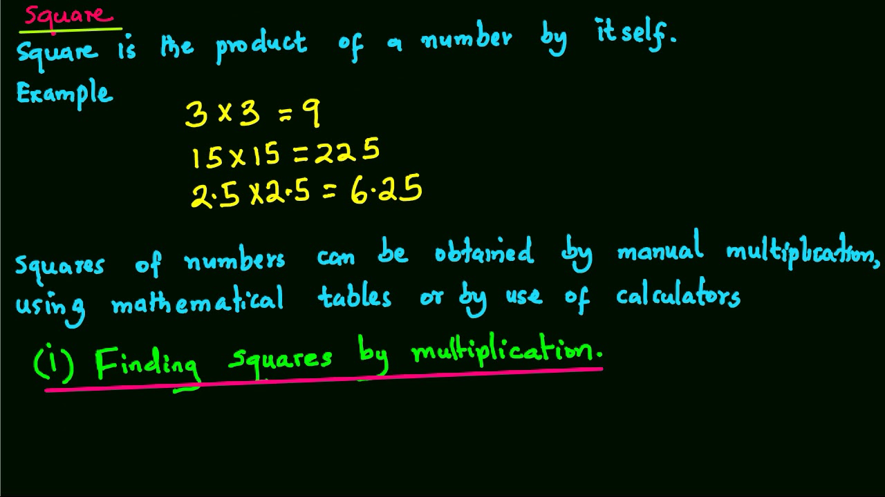 Finding Squares By Multiplication YouTube