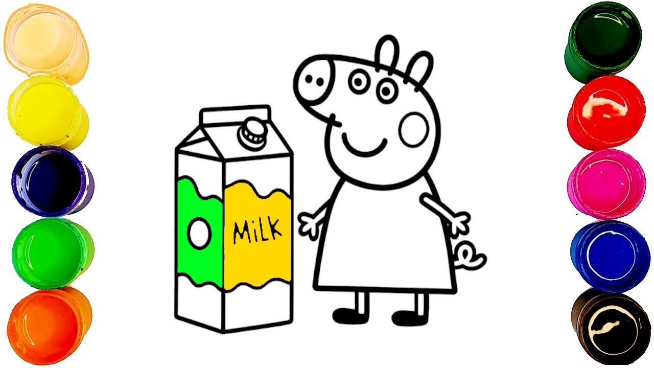 Peppa with a Giant Milk Pack 🐷🥛😄 | Fun Coloring for Kids and Toddlers ...