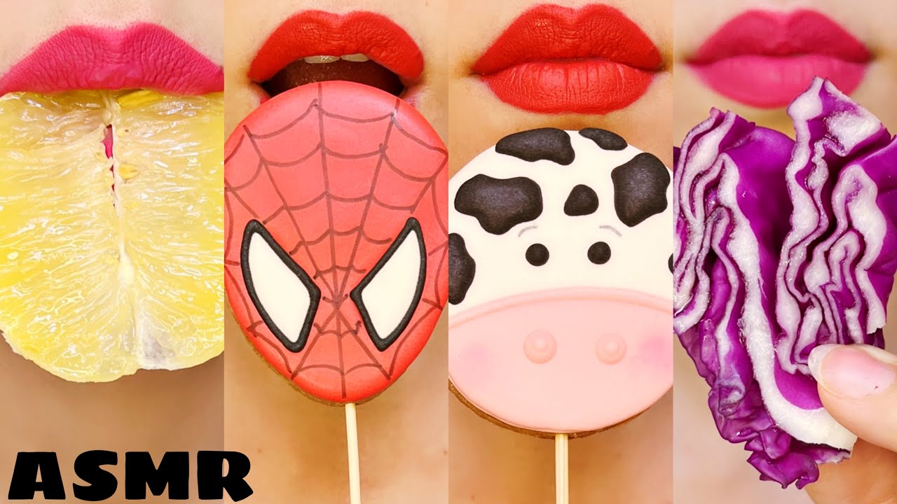 asmr SWEET EMOJI FOOD MUKBANG 🍉🥭🍏🍱🍟🍞 eating sounds - YouTube