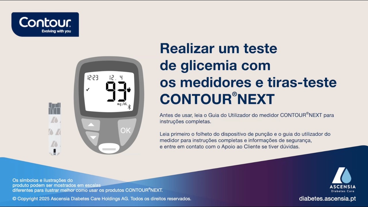 Realizar um teste de glicemia com os medidores e tiras-teste CONTOUR ...