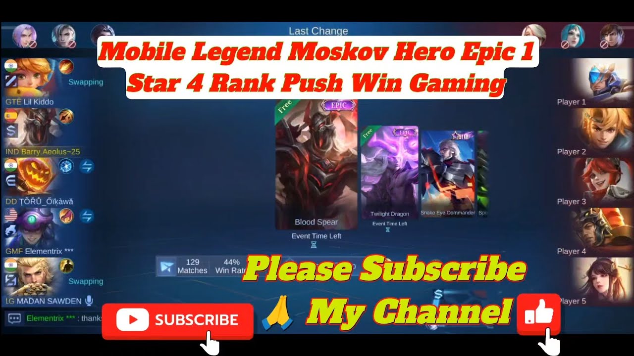 ml moskov hero epic 1 star 4 rank win match | moskov top global build ...