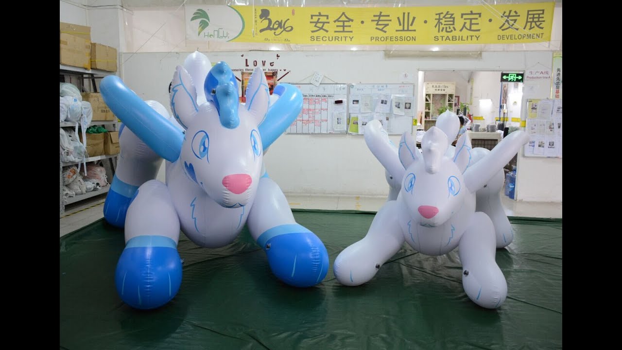 Hongyi inflatable wolf toy with wings bouncy inflatable wolf - YouTube