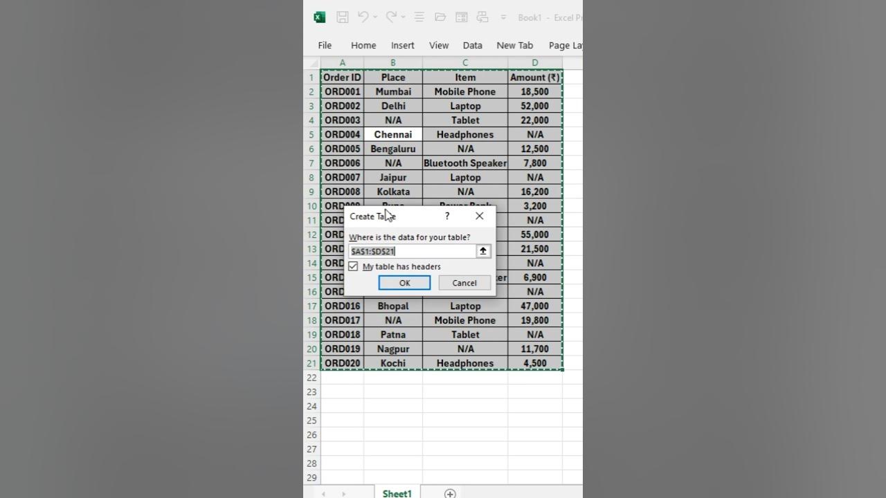 Create Table with Shortcut in Excel | Excel Tricks #excelshorts #excel - YouTube