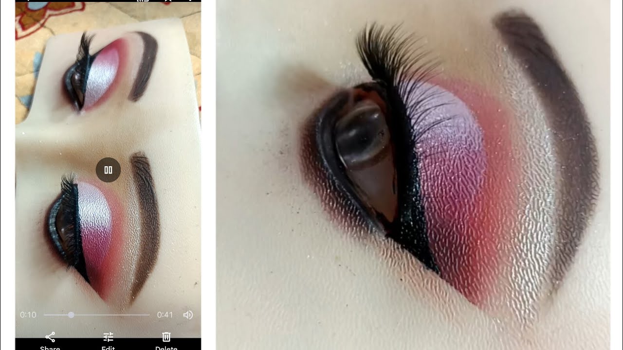 soft glitter pink cut crease eye makeup ll how to cut crease eye makeup ...