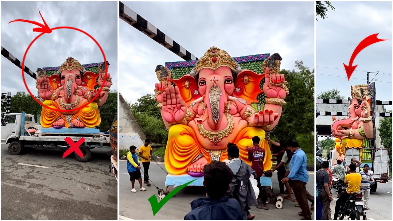 Ganesh Stucked in Chityala railway Bridge 2024 | Biggest Ganesha ...
