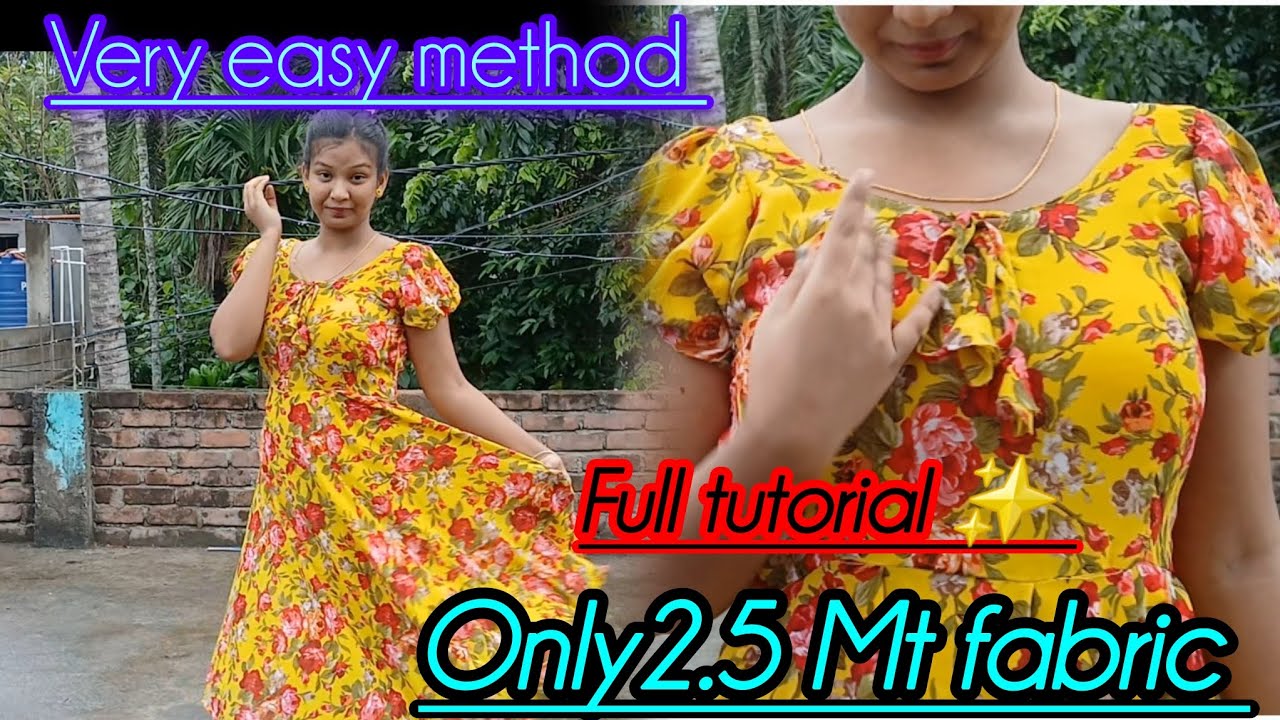 Frock Cutting&Stiching Only 2.5 Meters Fabric/Georgette fabric Frock ...