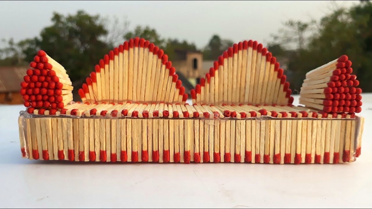 How to make matchsrick sofa.matchstick sofa making for doll.matchstick ...