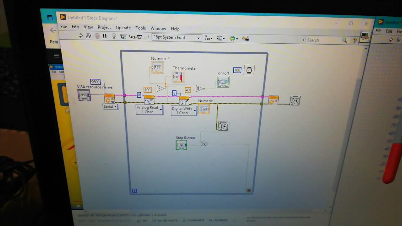 labview, arduino y sensor ds18b20 - YouTube