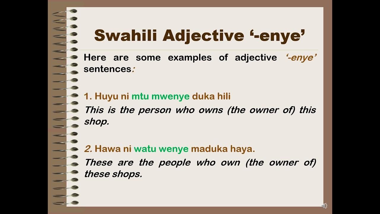 Learn Swahili Adjectives: -enye/possession marker -enye - YouTube