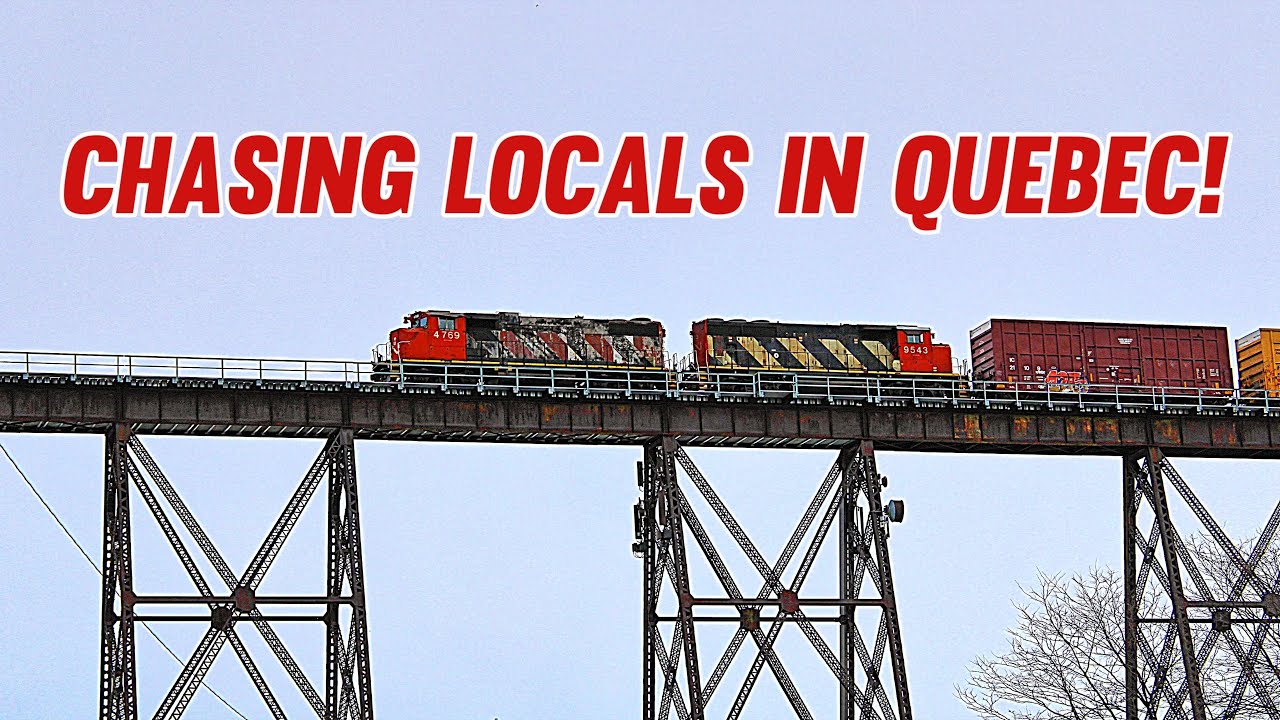 Chasing Canadian National to a HUGE Bridge in Quebec City! Quebec Rail ...