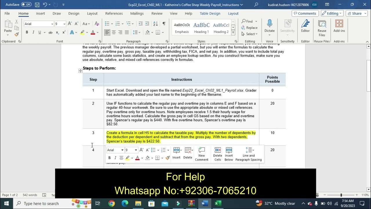 Exp22_Excel_Ch02_ML1 - Katherine's Coffee Shop Weekly Payroll | Exp22 ...