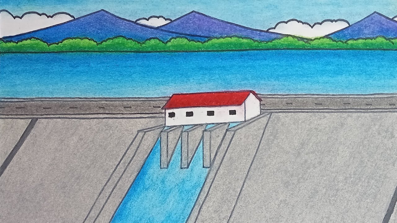 Cara Menggambar Bendungan - YouTube