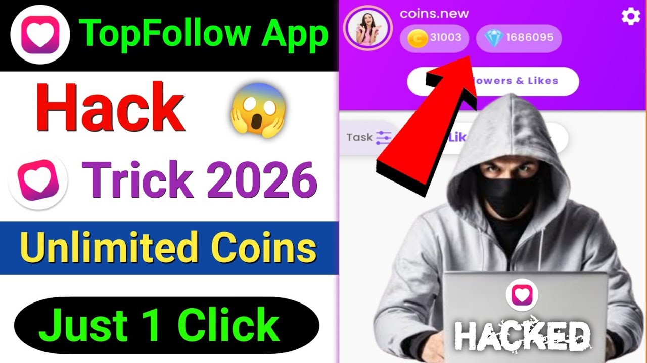 Top follow app unlimited coins 2026 😲 | Top follow hack version apk ...