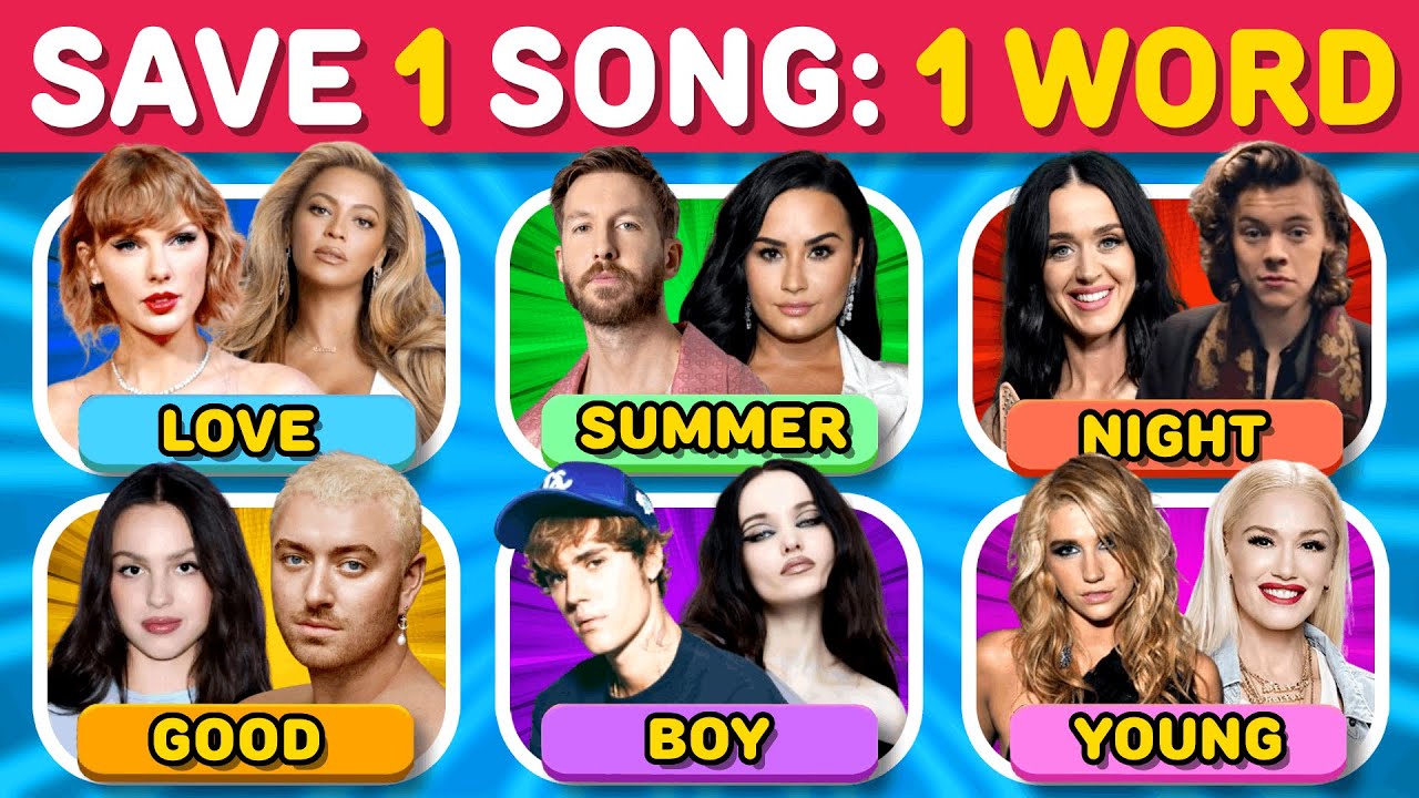 SAVE ONE SONG 🎤 1 Word - 6 Songs | Music Challenge - YouTube