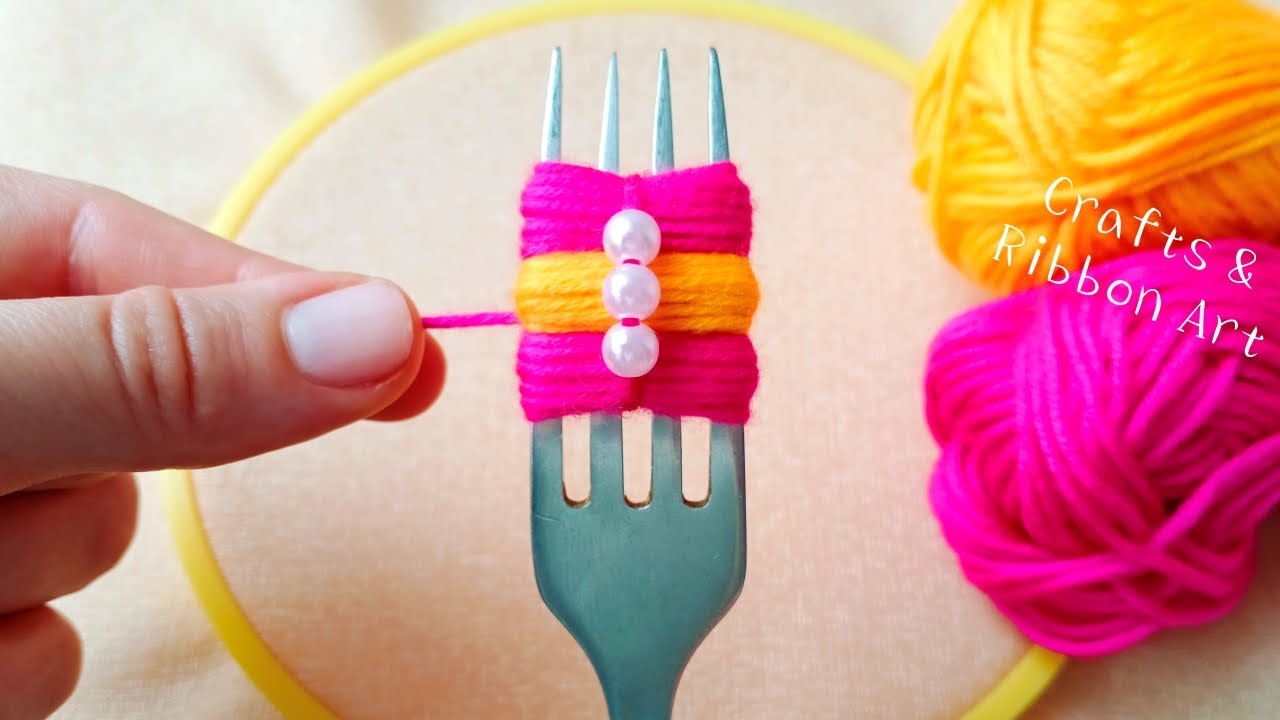 It's so Cuteee !! Superb Flower Craft Ideas with Fork - Hand Embroidery ...