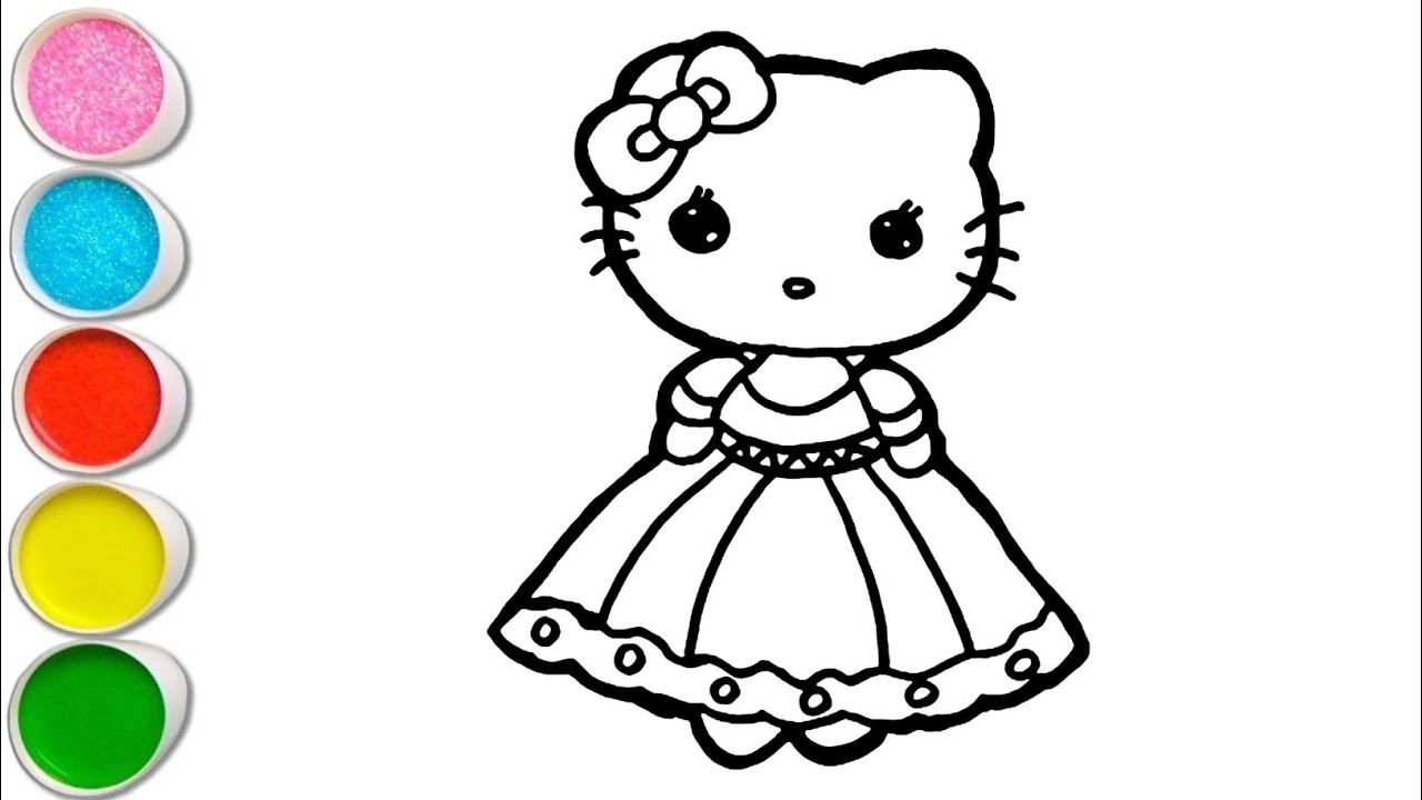 Hello Kitty Dress Drawing, Painting and Coloring For Kids and Toddlers ...