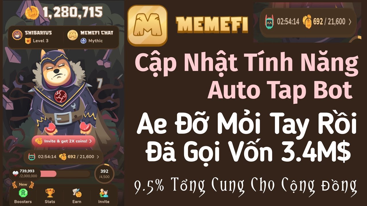 MemeFi Coin Cập Nhật Tính Năng Auto Tap Bot - Ae Đỡ Mỏi Tay Rồi - YouTube