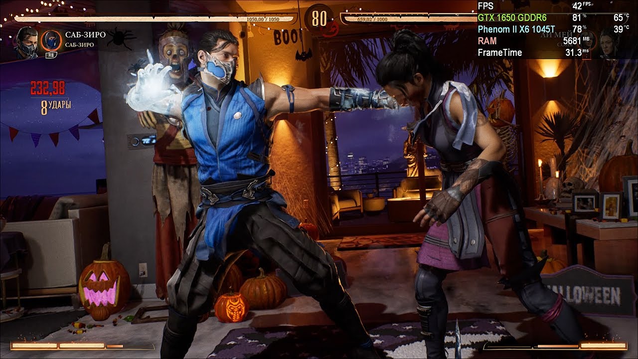 Mortal Kombat 1 Halloween Fatality на AMD Phenom II X6 & GTX 1650 - YouTube