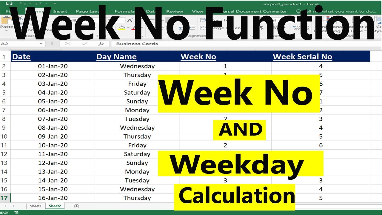 Calculate Weekday And Week No In Excel By Learning Center In Urdu Hindi YouTube Calculate Weekday And Week No In Excel By Learning Center In Urdu Hindi YouTube