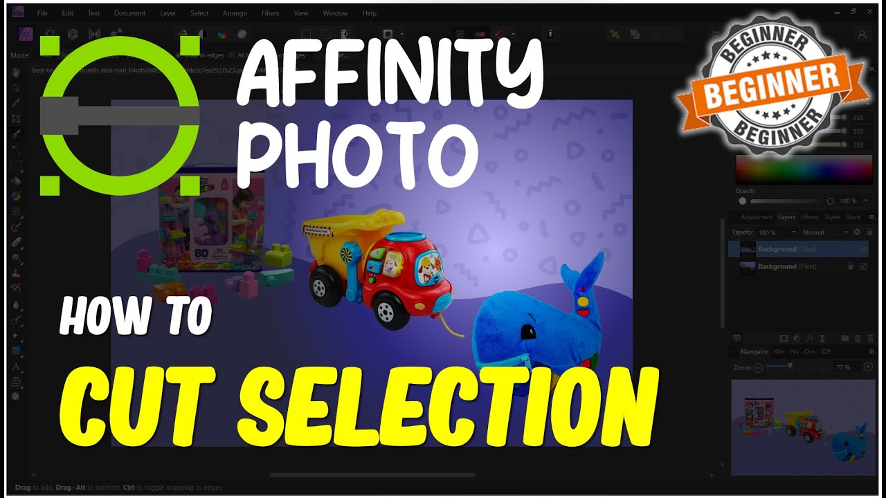 Affinity Photo How To Cut Selection - YouTube