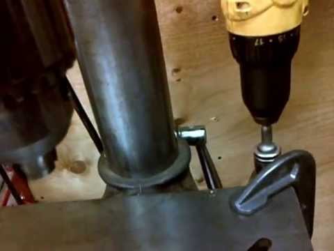 Power table lift for vintage beaver drill press. - YouTube