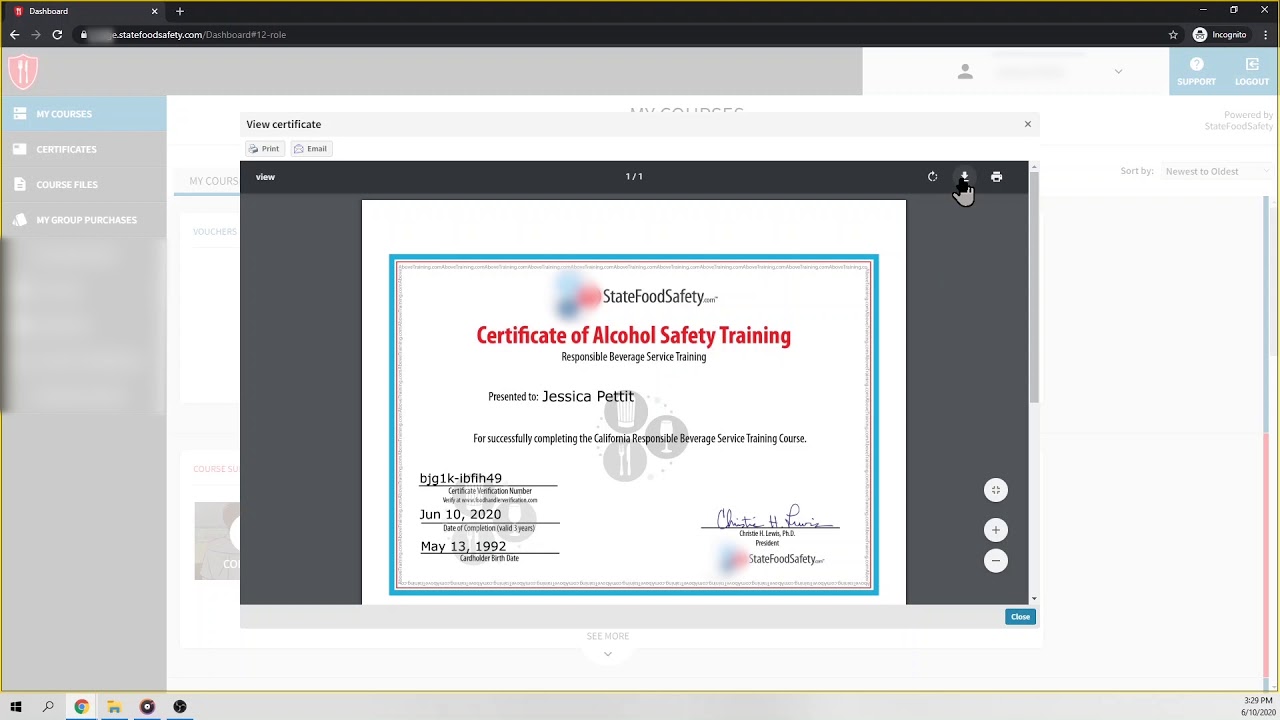 How to Get an Extra Copy of Your StateFoodSafety Certificate - YouTube