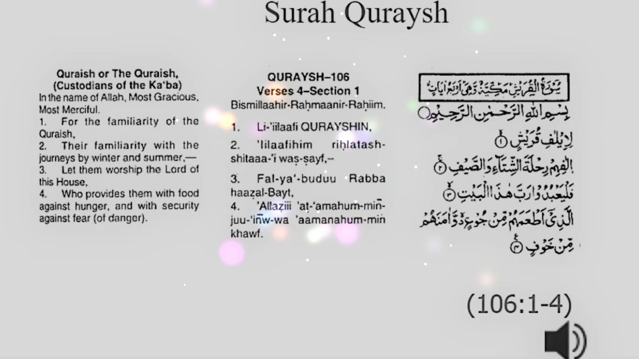 Surah Quraysh 106 Verses 4 Section 1