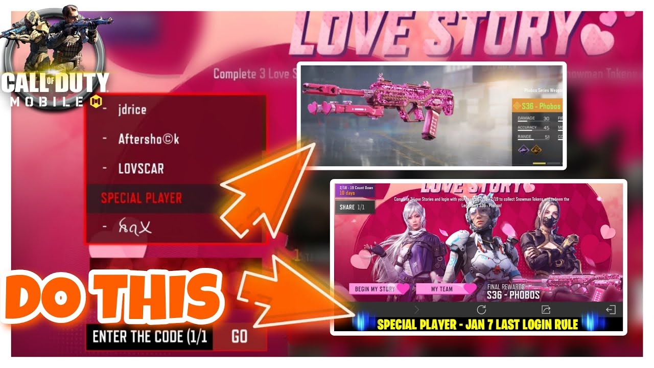 LOVE STORY EVENT SPECIAL PLAYER RULE TO GET LEGENDARY S36 CODM - YouTube